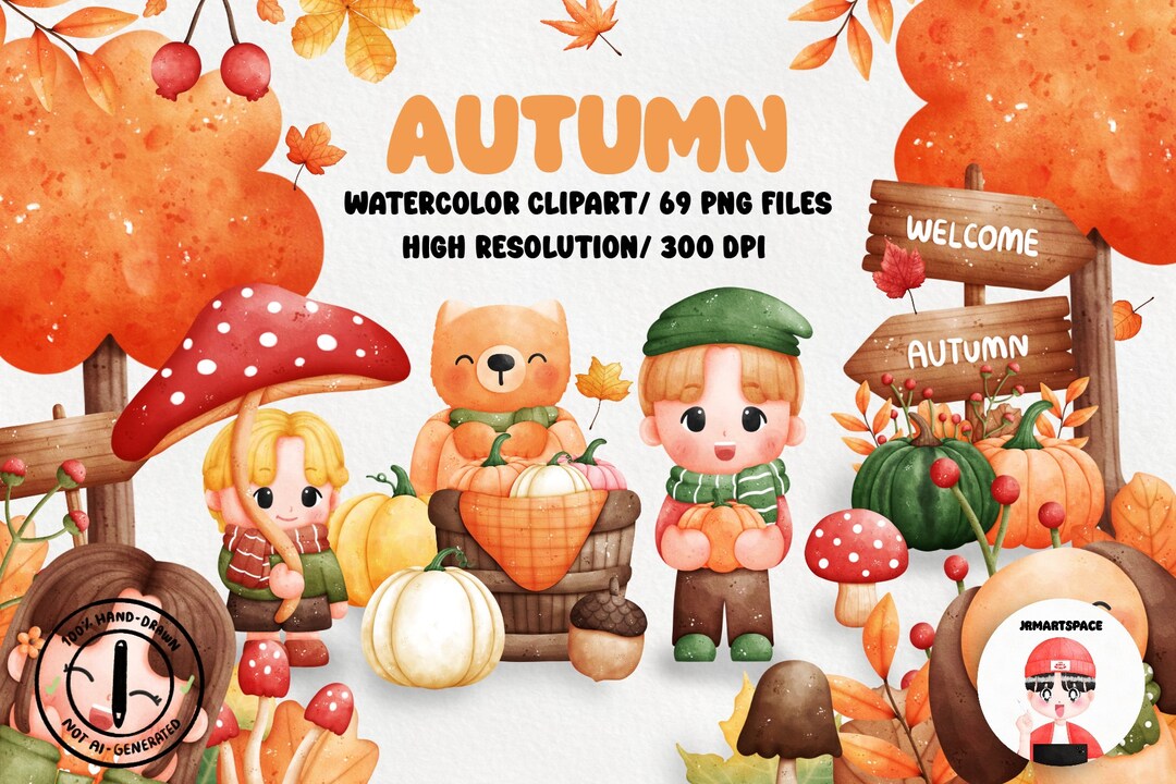 Autumn Watercolor Clipart, Fall Watercolor Clipart, Autumn Clipart ...