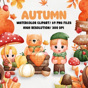 Autumn Watercolor Clipart, Fall Watercolor Clipart, Autumn Clipart ...