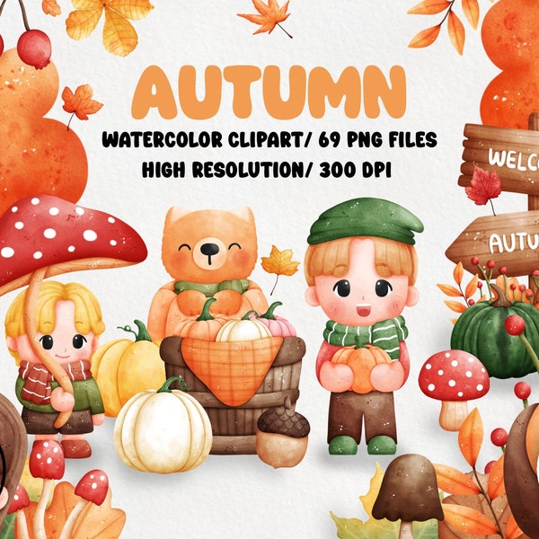 Cute Fall Clipart - Etsy