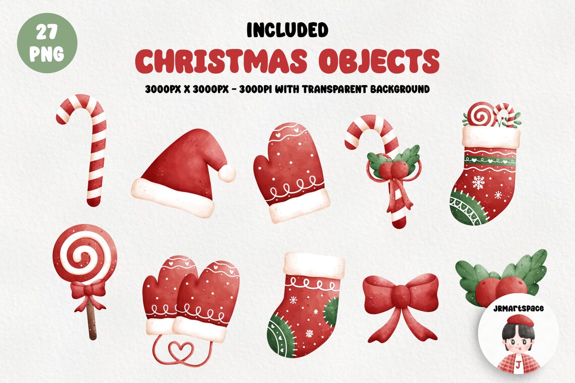 Merry Christmas Watercolor Clipart, Christmas Watercolor Clipart ...