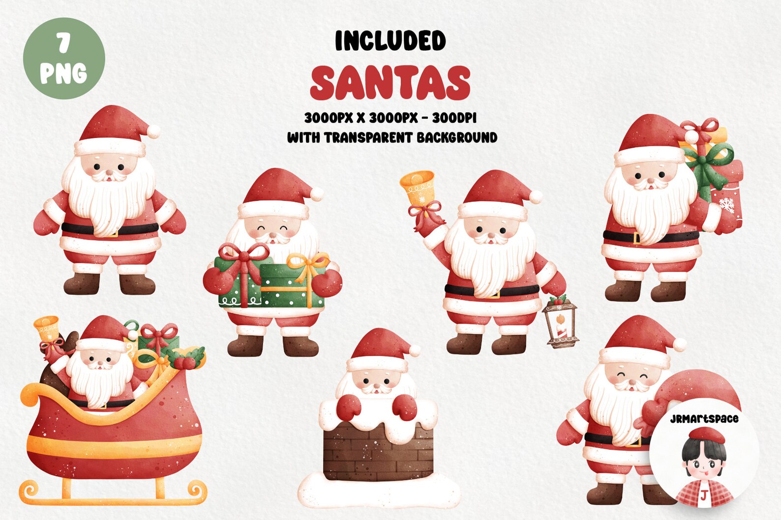 Merry Christmas Watercolor Clipart, Christmas Watercolor Clipart ...