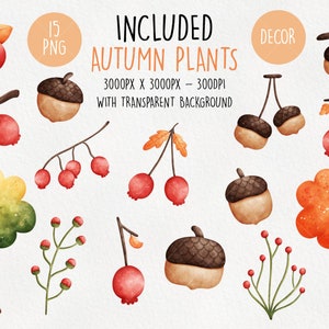 Autumn Watercolor Clipart Fall Watercolor Clipart Autumn - Etsy