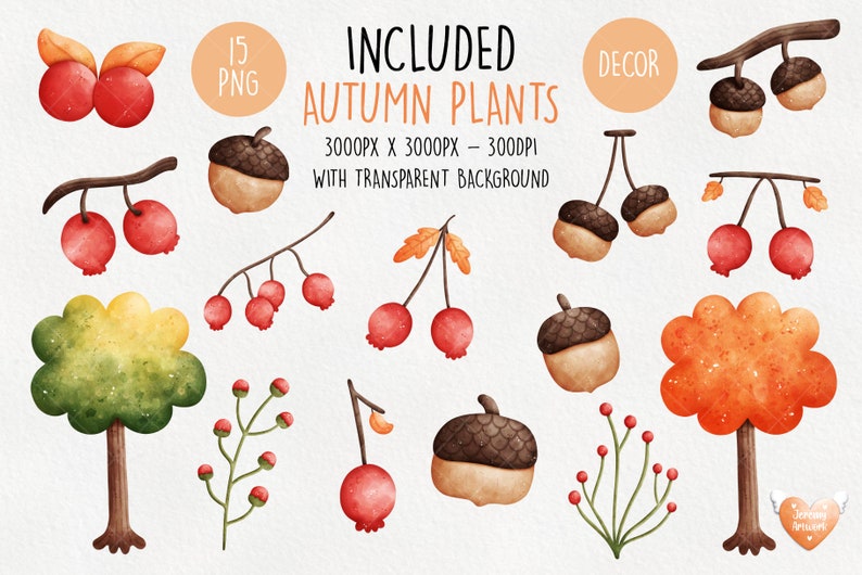 Autumn Watercolor Clipart Fall Watercolor Clipart Autumn - Etsy