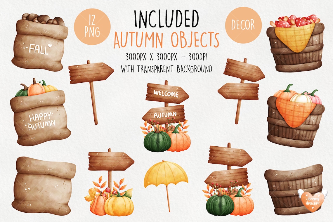 Autumn Watercolor Clipart Fall Watercolor Clipart Autumn - Etsy
