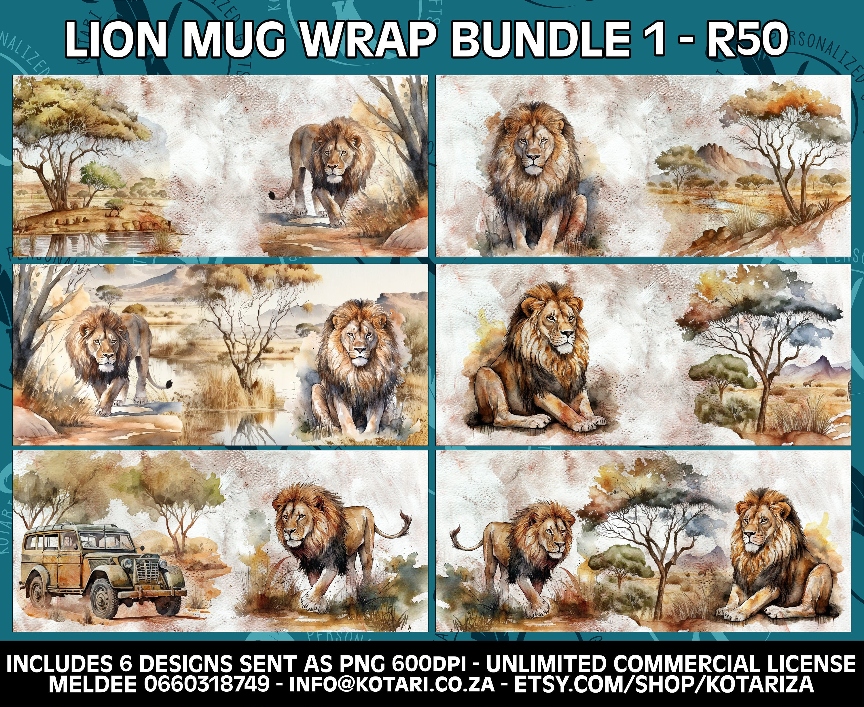 Lions - SA Big 5 Mug Wrap - South African Safari - Etsy