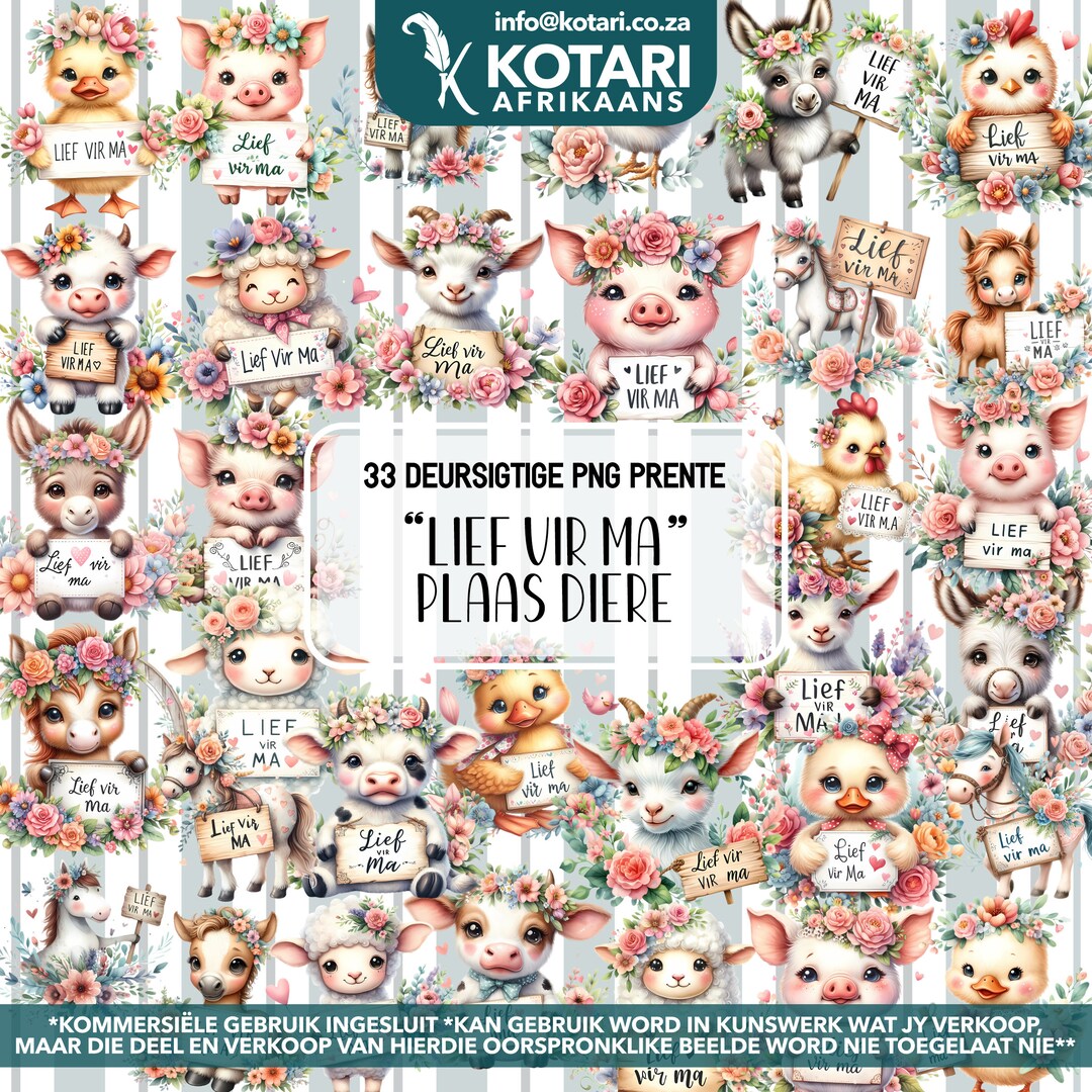 AFRIKAANS - Lief Vir Ma - Deursigtige PNG Beelde - Oulike Plaas Diere ...