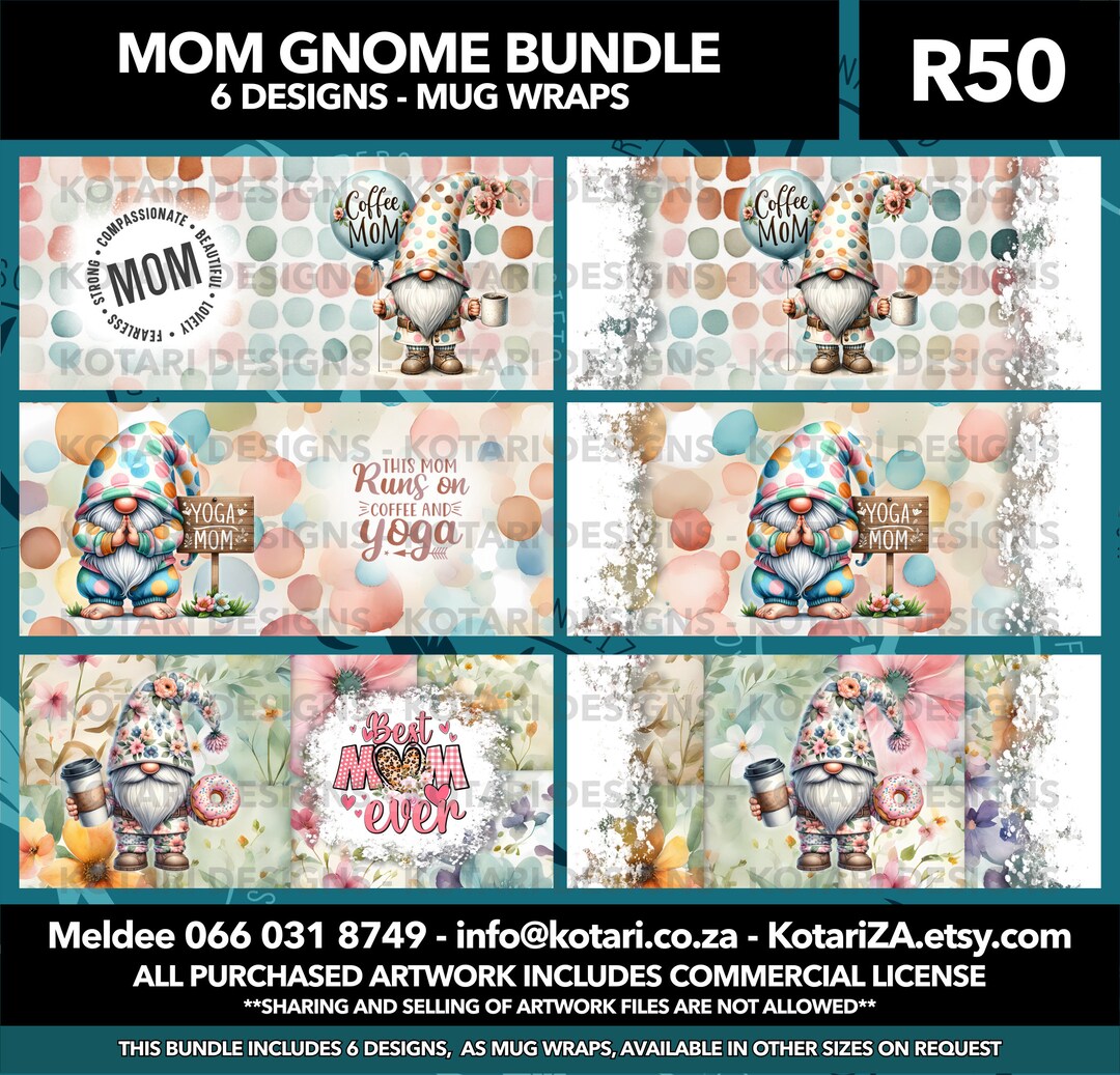 Cute Mom Themed Mothersday Gnome Mug Wraps - Sublimation Mug Wraps ...