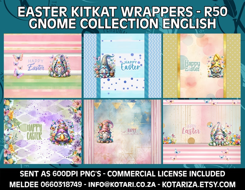 Easter Kitkat Wrappers Gnome Themed Collection 2 Finger Kitkat Easter ...