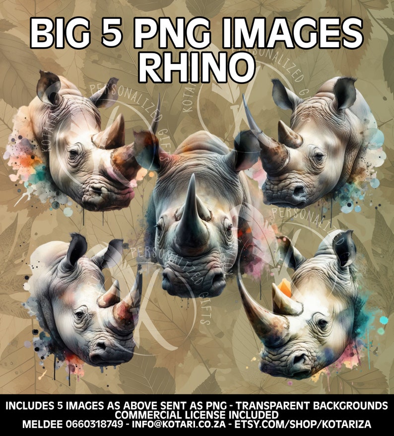 ALL Big 5 Animals PNG Transparent Images Commercial Lion Leopard Rhino ...