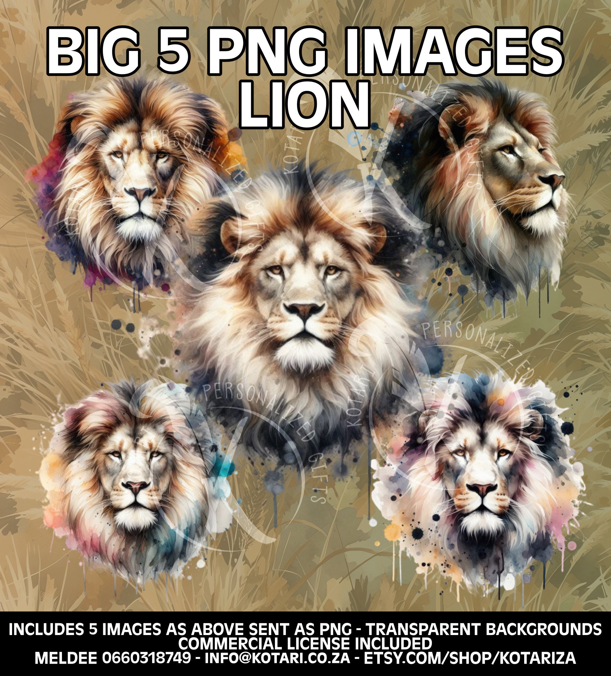 ALL Big 5 Animals PNG Transparent Images Commercial Lion Leopard Rhino ...