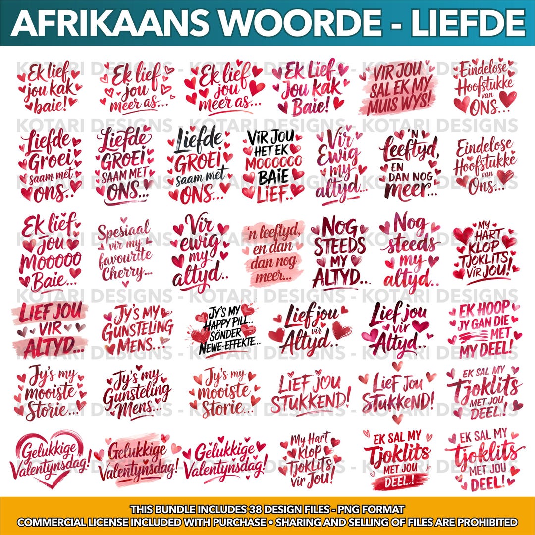 Afrikaans Woorde PNG Liefde Woorde - Etsy