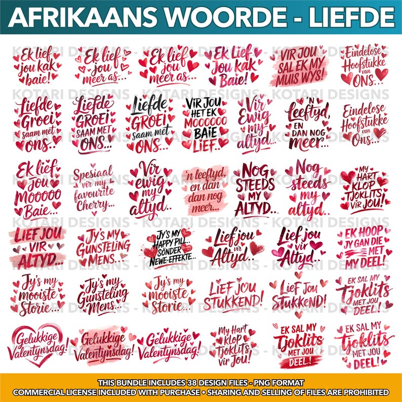 Afrikaans Woorde - PNG - Liefde Woorde - Etsy