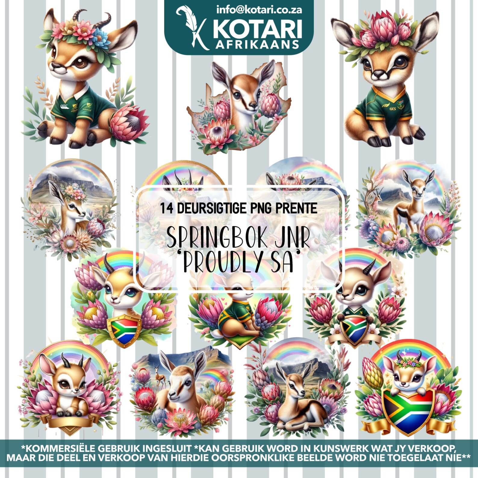 South African Springbok and Protea PNG Sublimation DTF Ready Designs ...