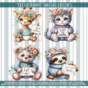 Cute Afrikaans 'lief Vir Mamma' Animal PNG Clipart – Mother's Day - Etsy