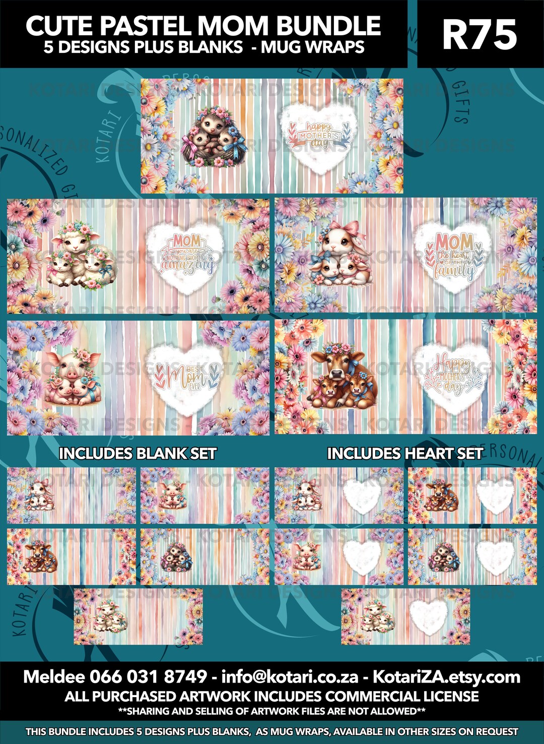 Cute Pastel Moms - Sublimation Mug Wraps - Commercial Use - Etsy