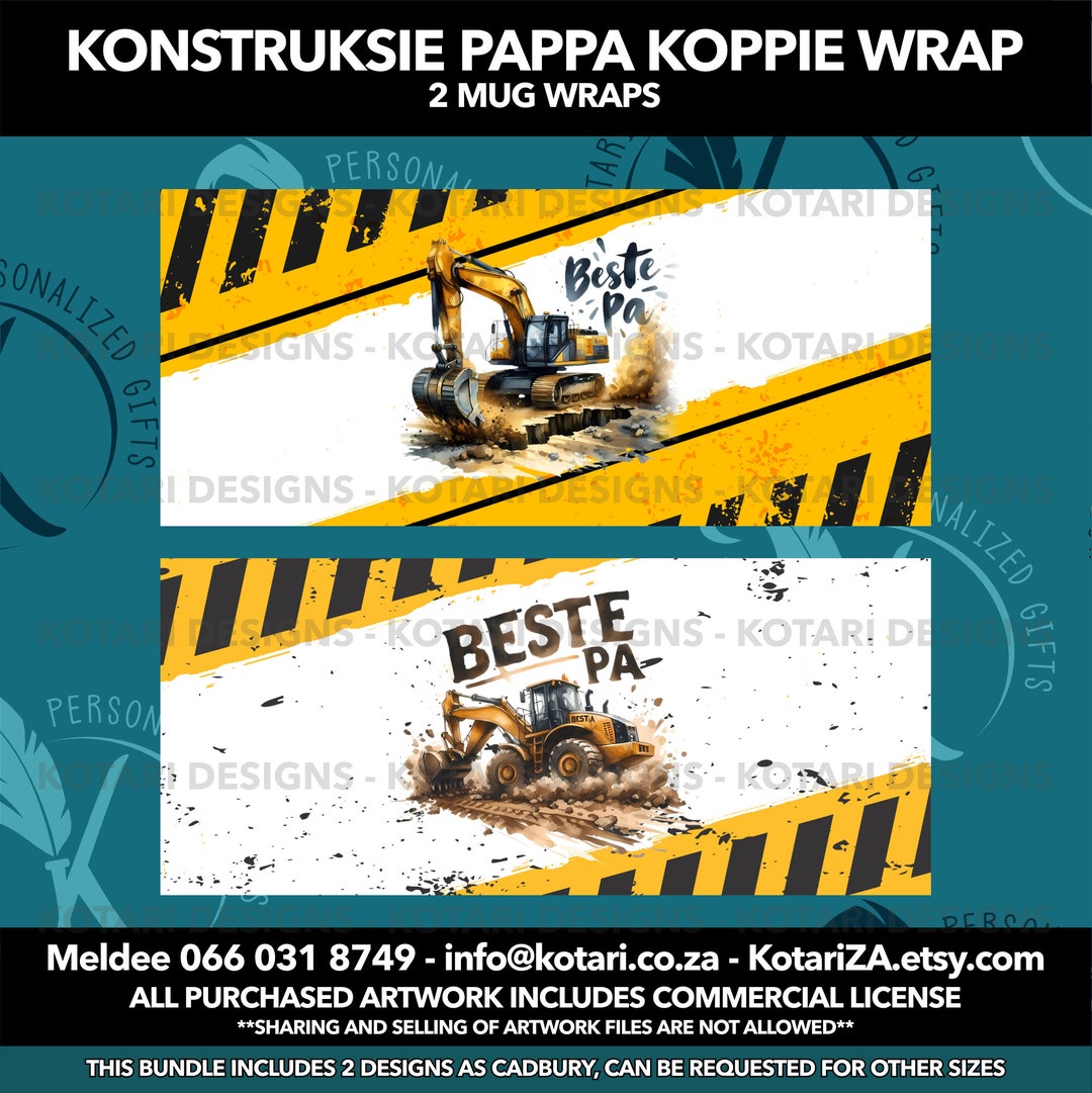 Konstruksie Tema Koppie Ontwerp - 2 Ontwerpe - Koppie Vir Pappa ...