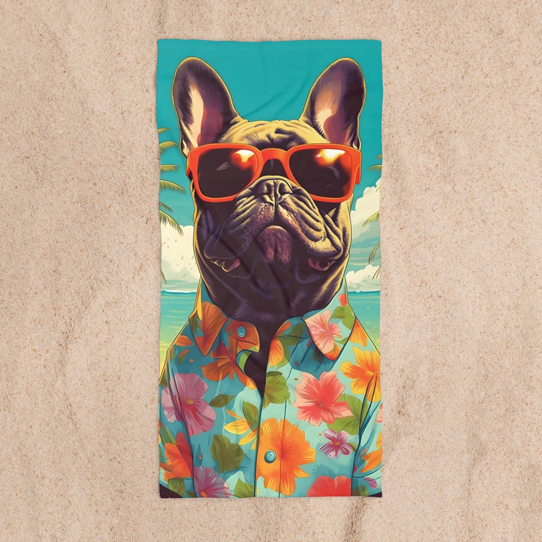 Retro French Bulldog Beach Towel: Beach Bliss in Style - Etsy
