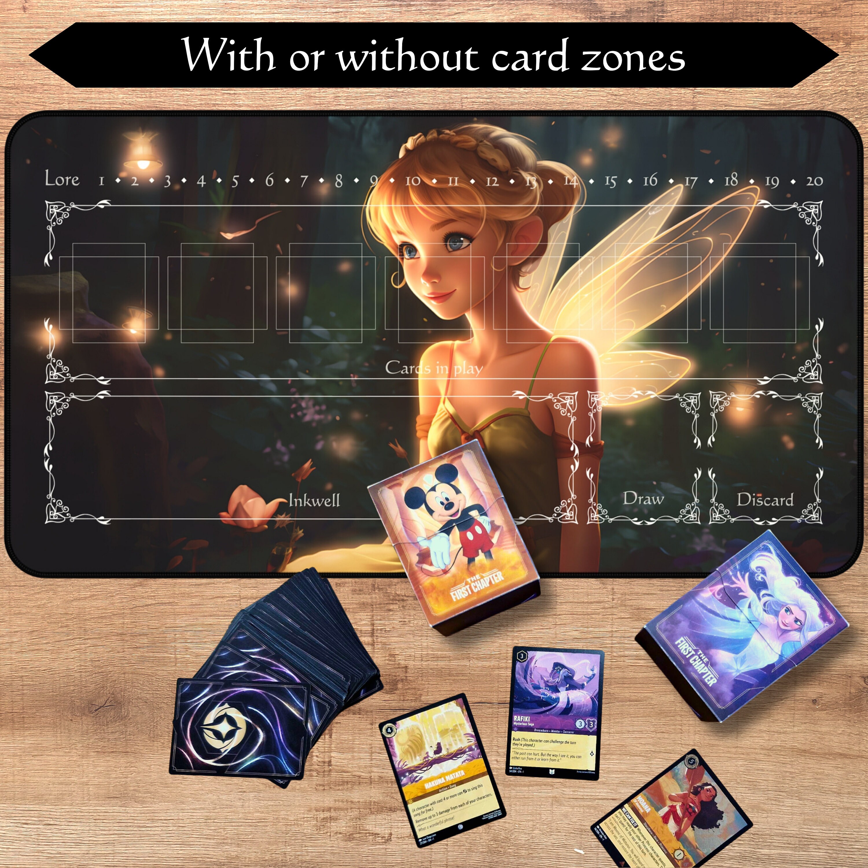 Lorcana Playmat With or Without Zoning Fairy TCG Playmat Trading Card Game Playmat 12x22 and ...