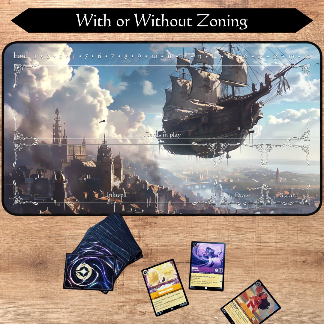 Lorcana Playmat With or Without Zoning | Flying Pirate Ship | TCG ...