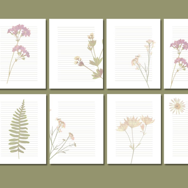 Pressed Flowers Printable Letter Writing Paper / Lined&unlined ...