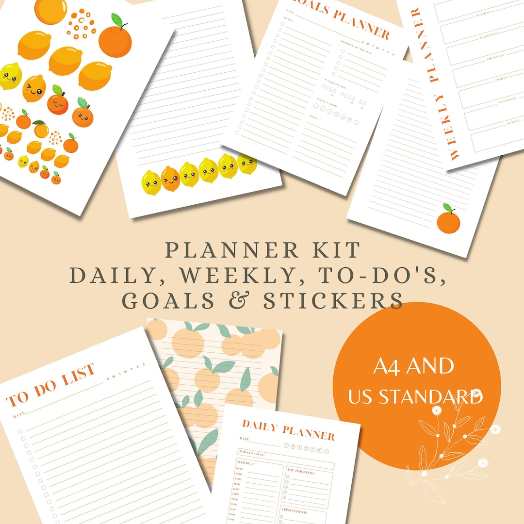 Happy Orange Print-at-home Planner (daily, Weekly and More), Writing ...