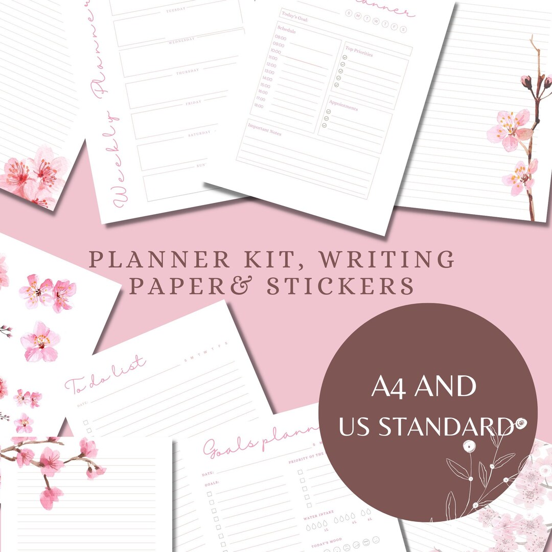 Cherry Blossom Printable Planner (daily, Weekly and More), Writing ...