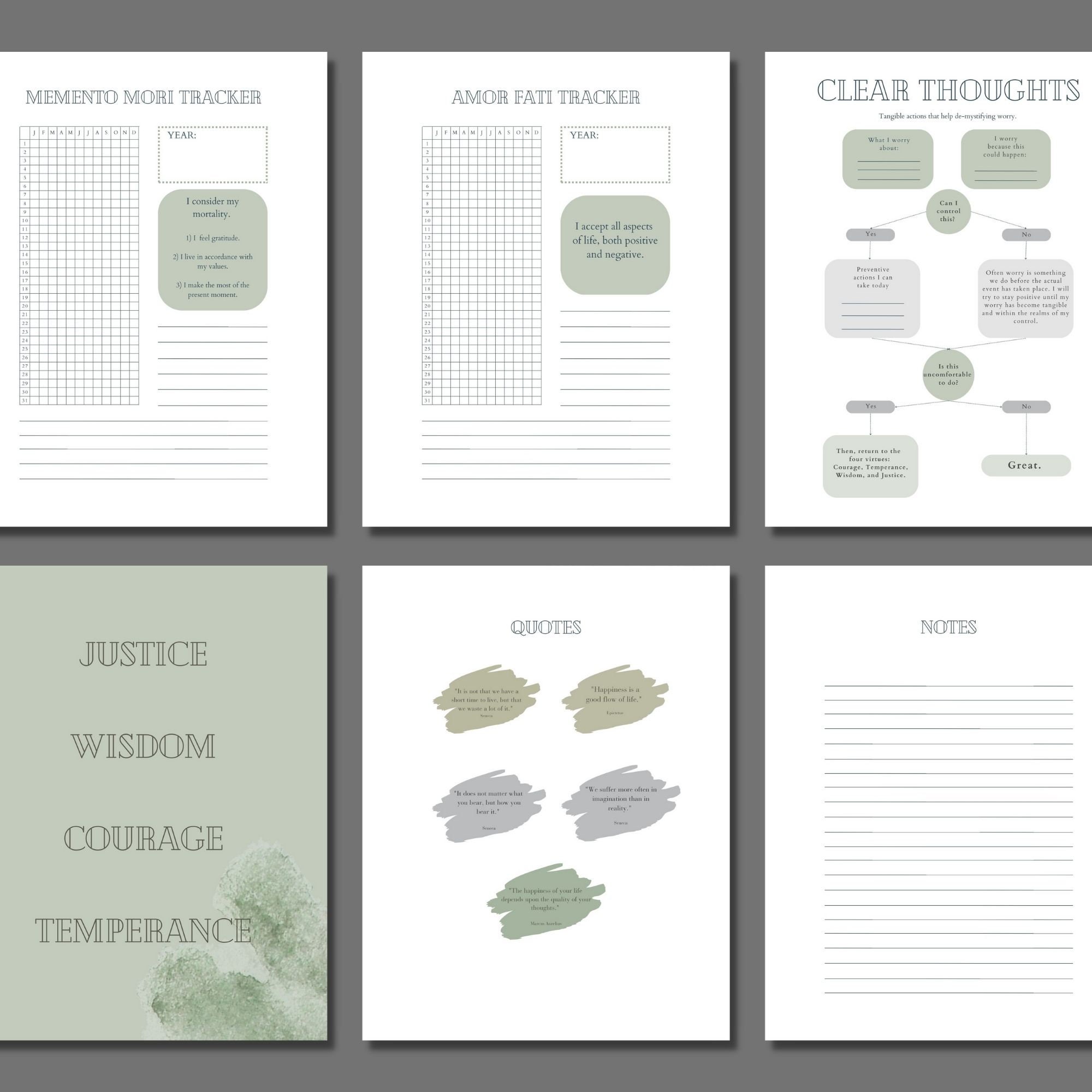 Stoic Journal and Habit Trackers / Memento Mori / Amor Fati / Printable ...
