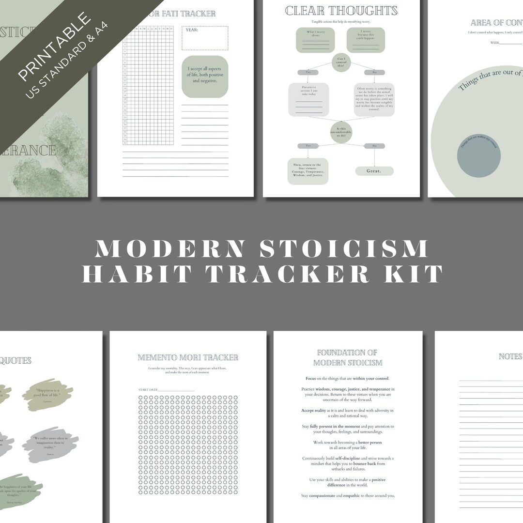 Stoic Journal and Habit Trackers / Memento Mori / Amor Fati / Printable ...