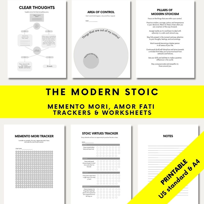 Stoic Journal and Habit Trackers / Printable / Instant Download / A4 ... Stoic Journal and Habit Trackers / Printable / Instant Download / A4 ...