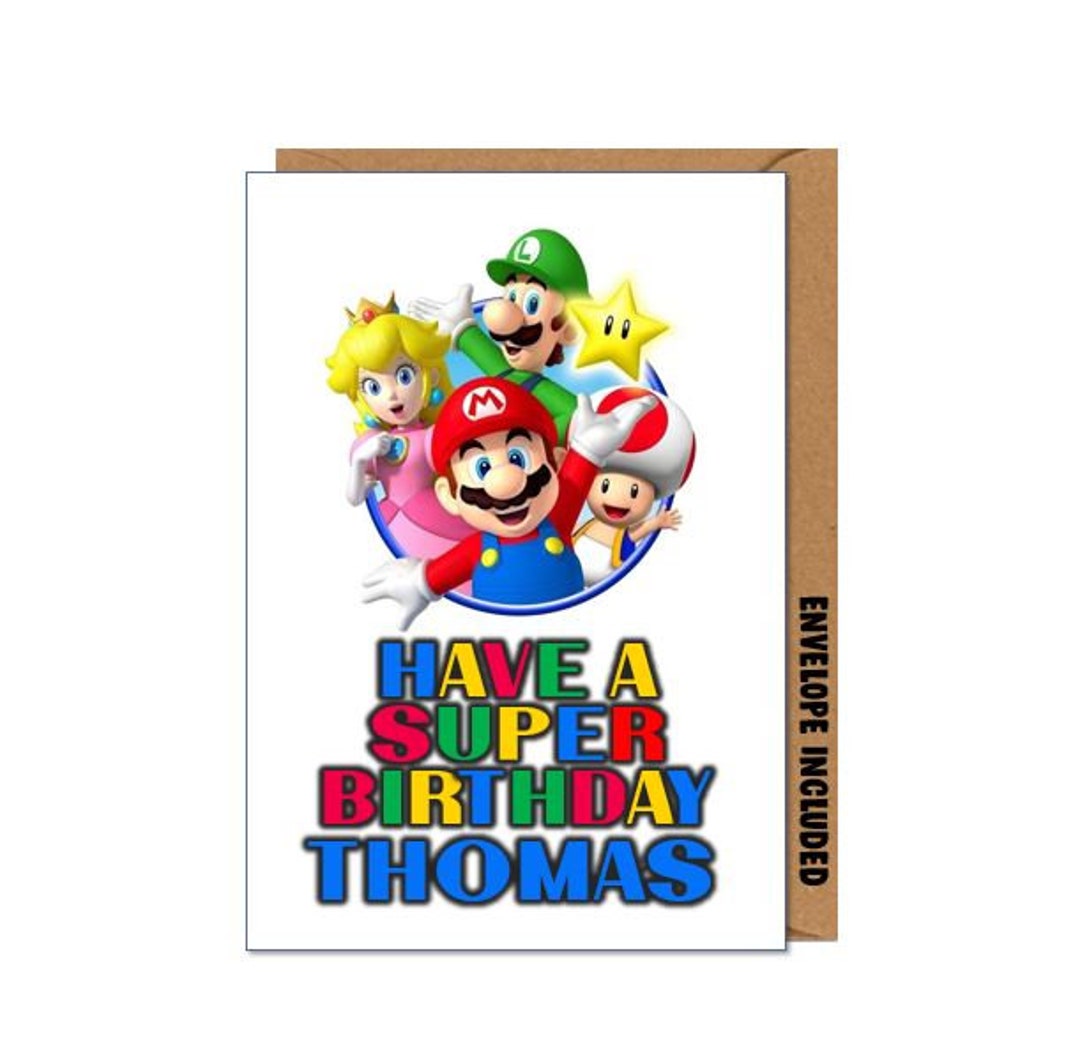Personalised Super Mario Birthday Card Son Daughter Grandson ...