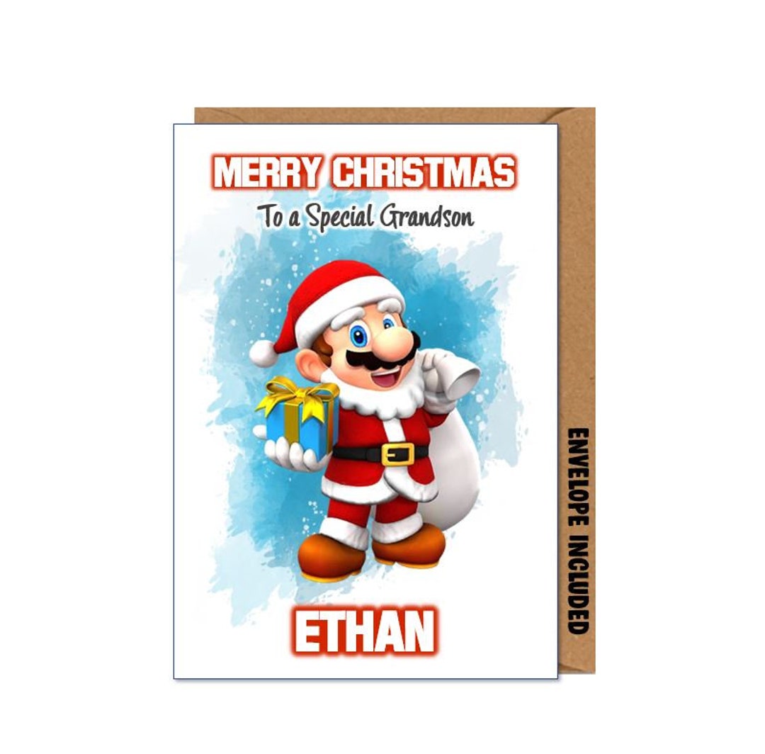 Personalised Mario Christmas Card Super Mario Christmas Card Son ...