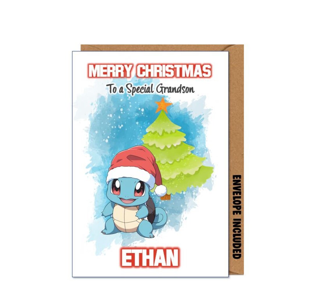 Personalised Squirtle Pokemon Christmas Card Squirtle Christmas Card ...