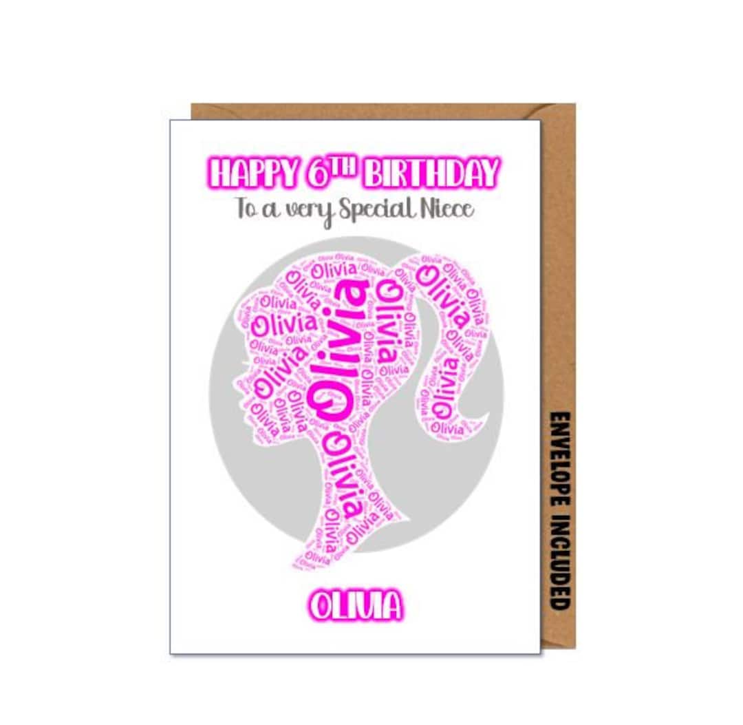 Personalised Inspired Barbie Birthday Card Girls Pink Daughter ...
