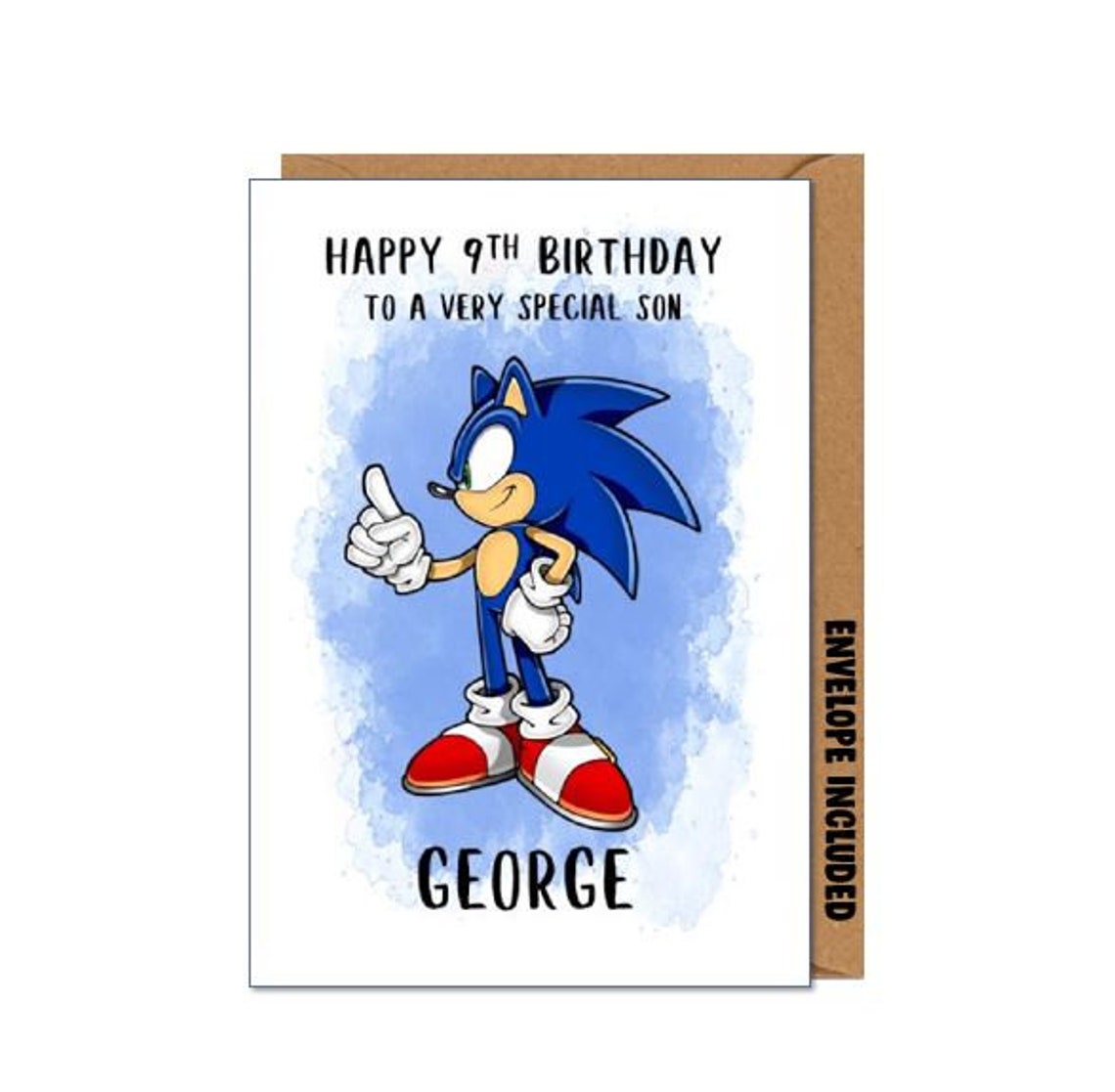 Personalised Sonic the Hedgehog Birthday Card ANY AGE Son Daughter ...