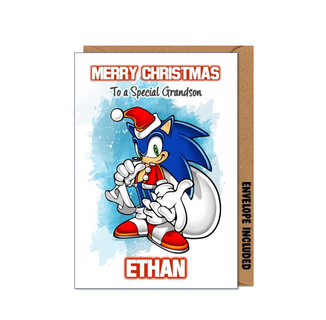 Personalised Sonic Christmas Card Sonic the Hedgehog Christmas Card Son ...