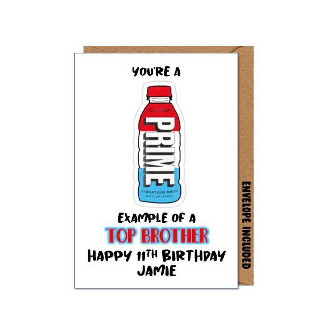 Personalised Prime Birthday Card Prime Energy Drink ANY AGE Son ...
