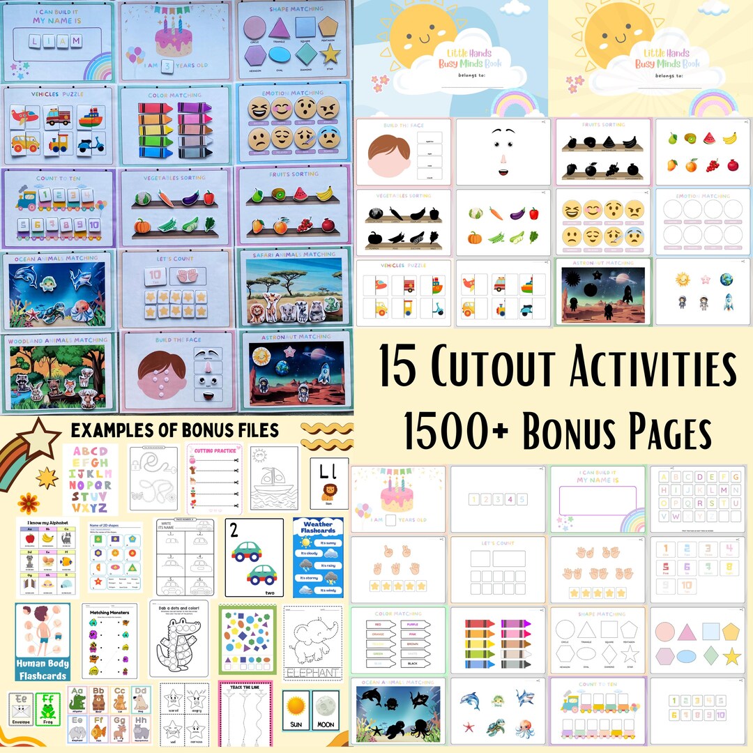 Printable Quiet Book for Toddler, Toddler Learning Binder, Toddler Busy ...