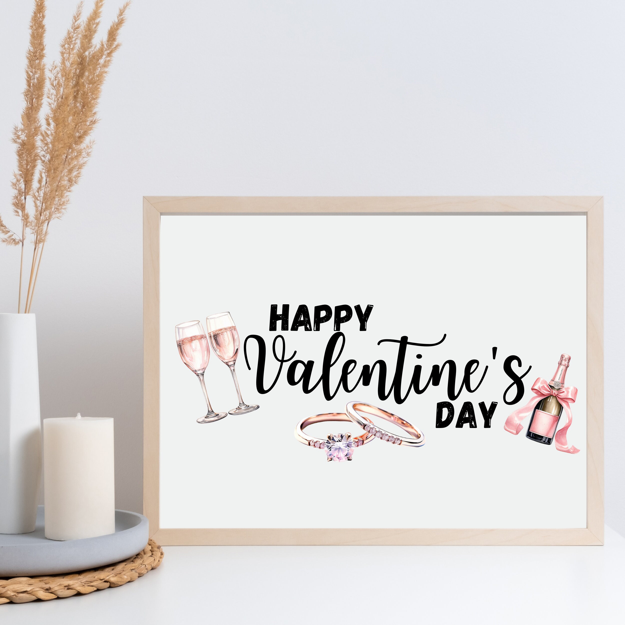 Pink Valentine Clipart Bundle, Watercolor Valentines Day Clipart ...