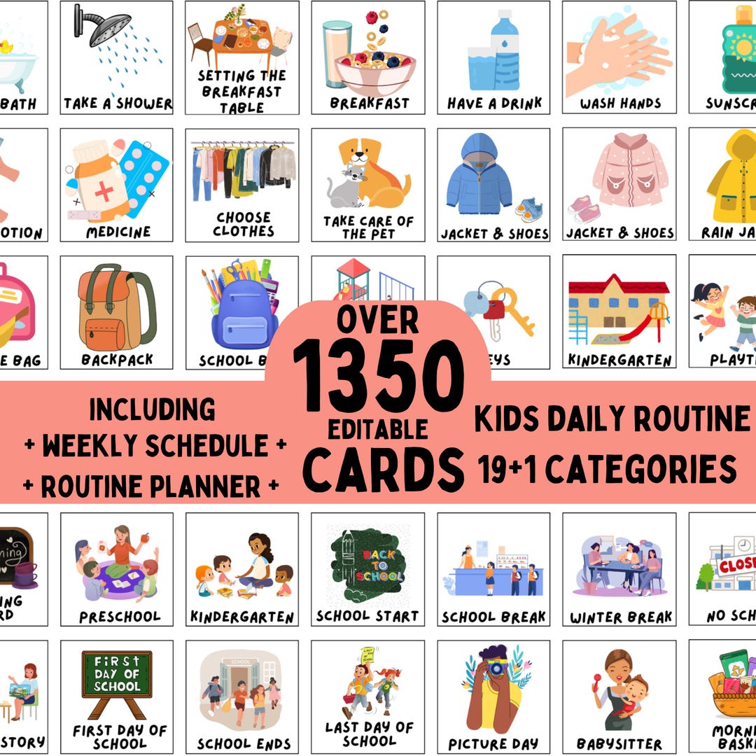 EDITABLE Daily Routine Cards, Visual Schedule, Toddler Routine Chart ...