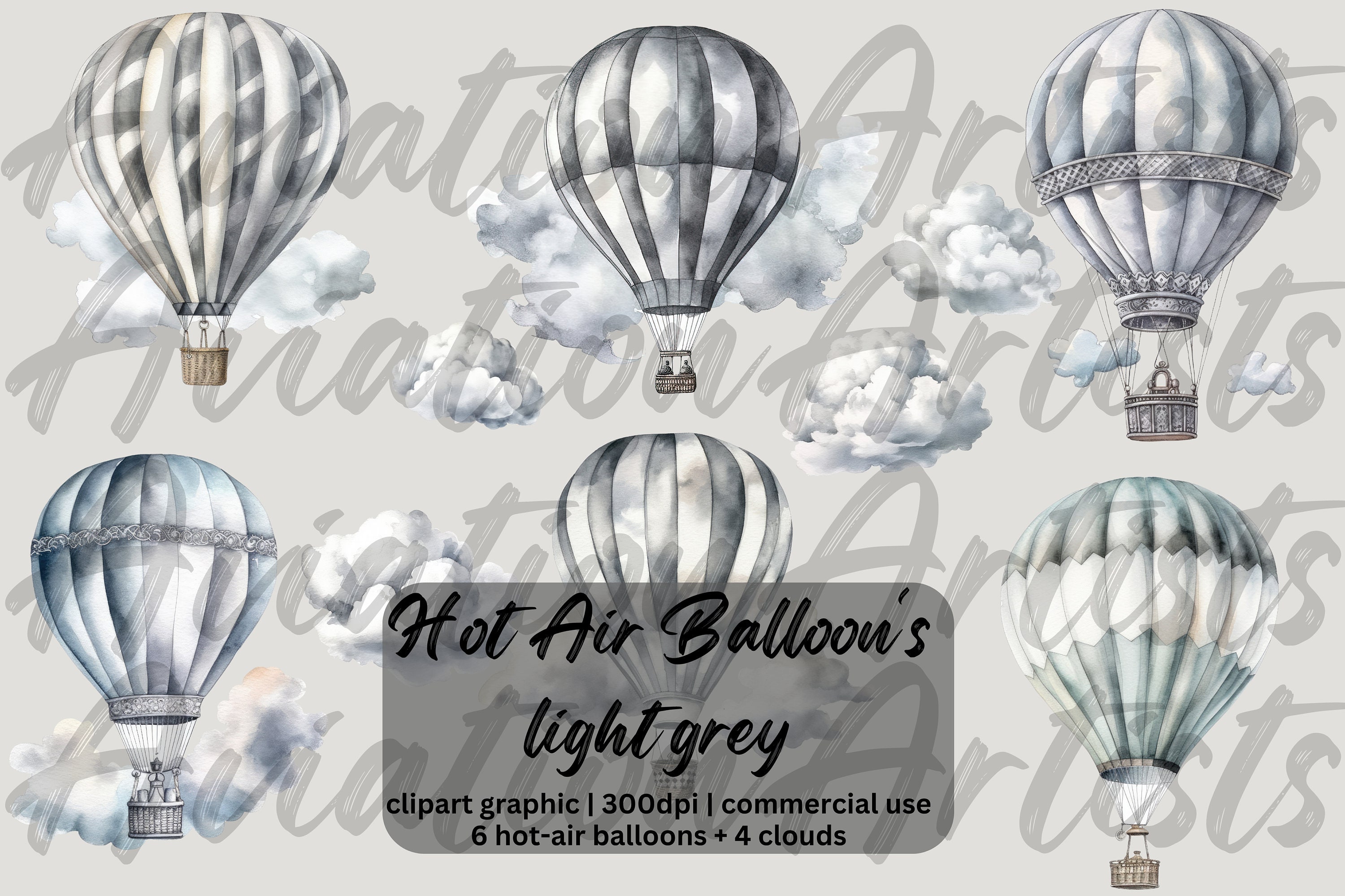 Watercolor Hot Air Balloons Clipart, It's a Boy Png, Balloons Nursery ...