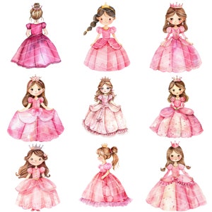 Watercolor Princess Clipart, Little Princess Clipart, Fairytale Clipart ...