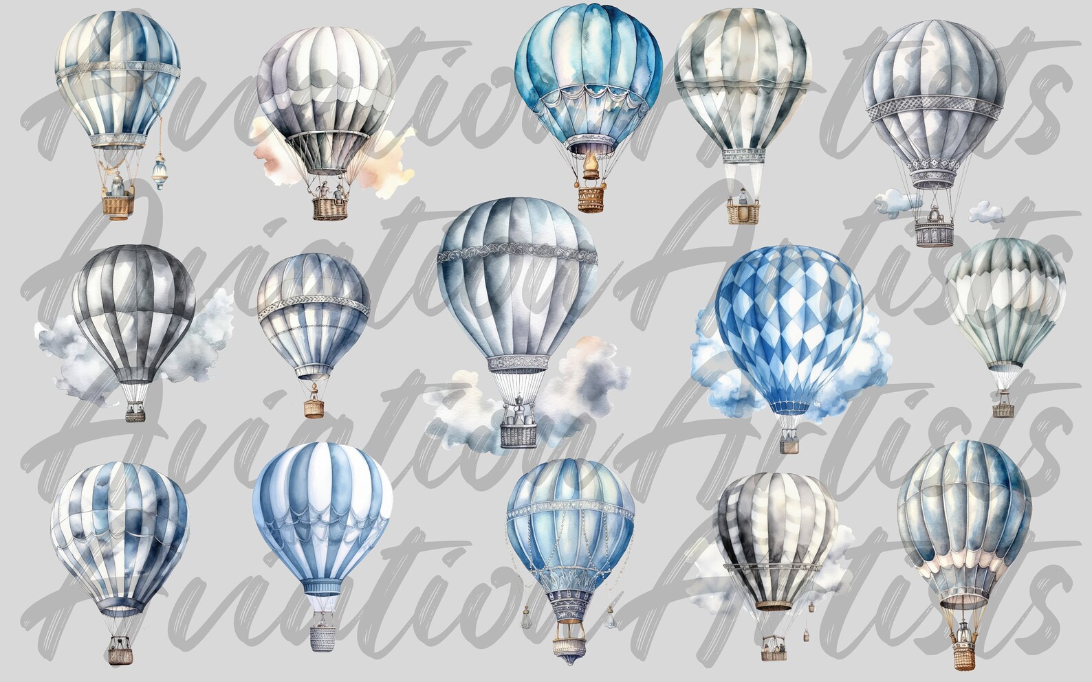 Watercolor Hot Air Balloons Clipart It's a Boy Png - Etsy