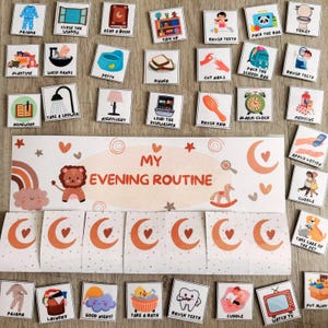 Morning & Bedtime Routine Chart, Evening Routine Toddler, Visual ...