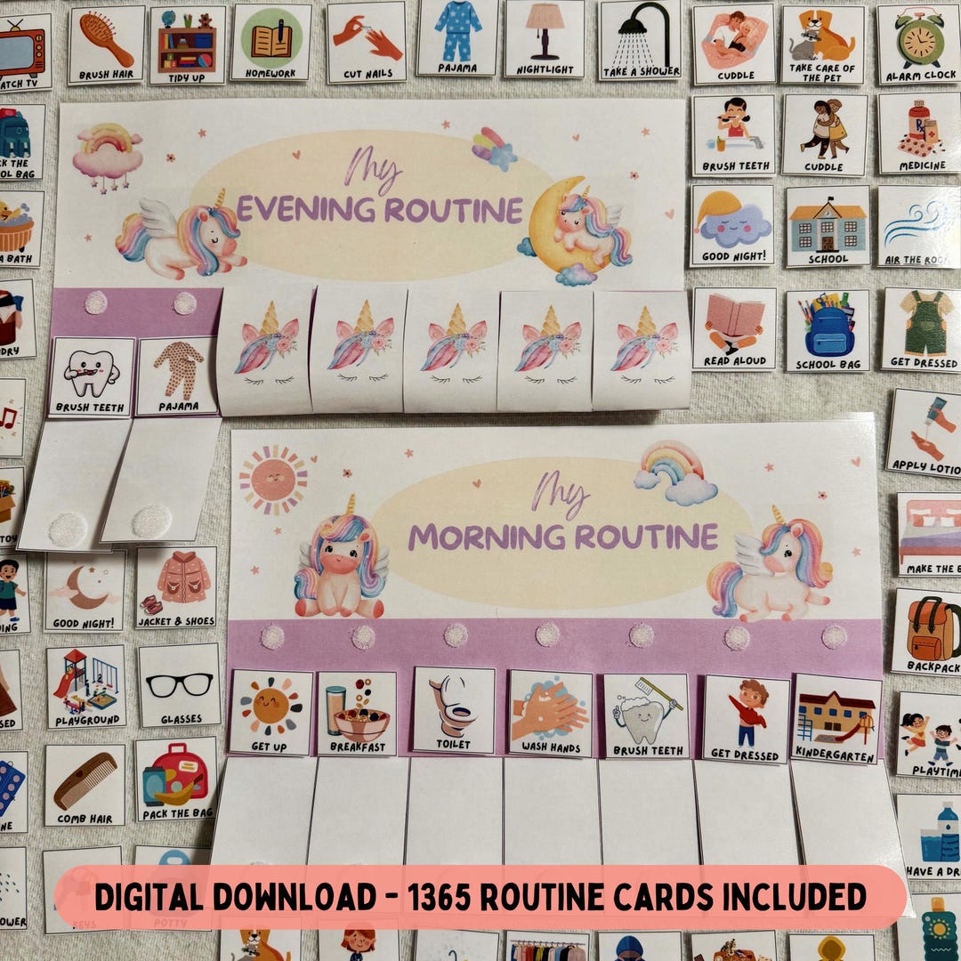 Kids Flip Routine Chart, Morning & Bedtime Routine Chart, Evening ...