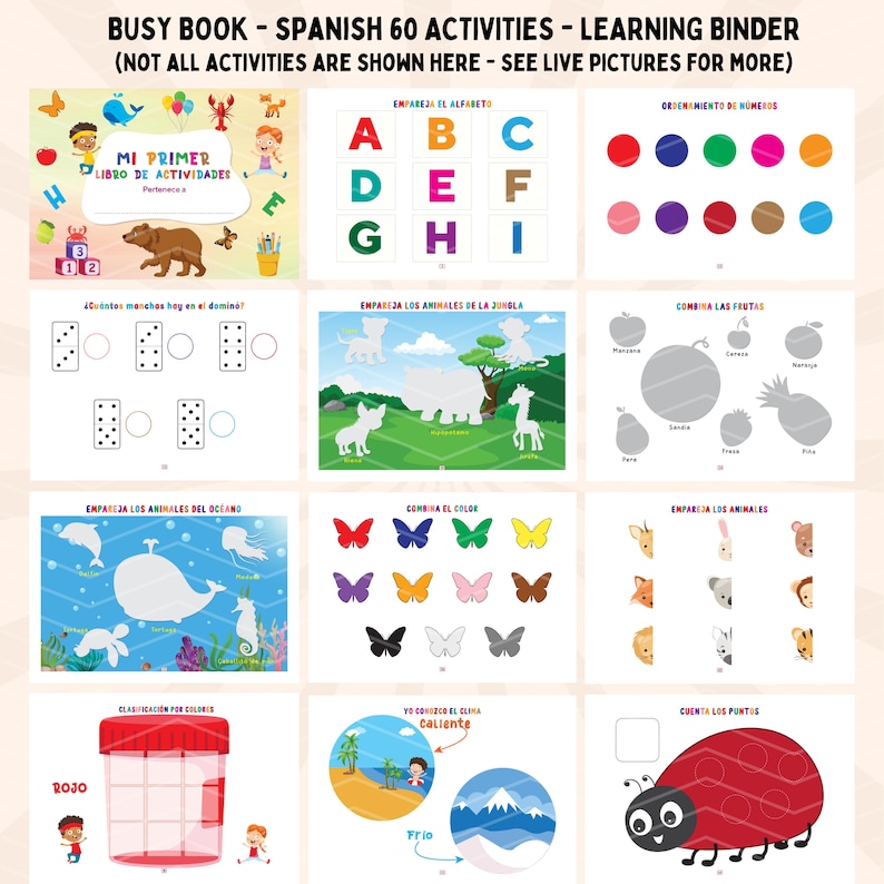 Spanish Busy Book Printable, Spanish Toddler Learning Binder, Spanish ...