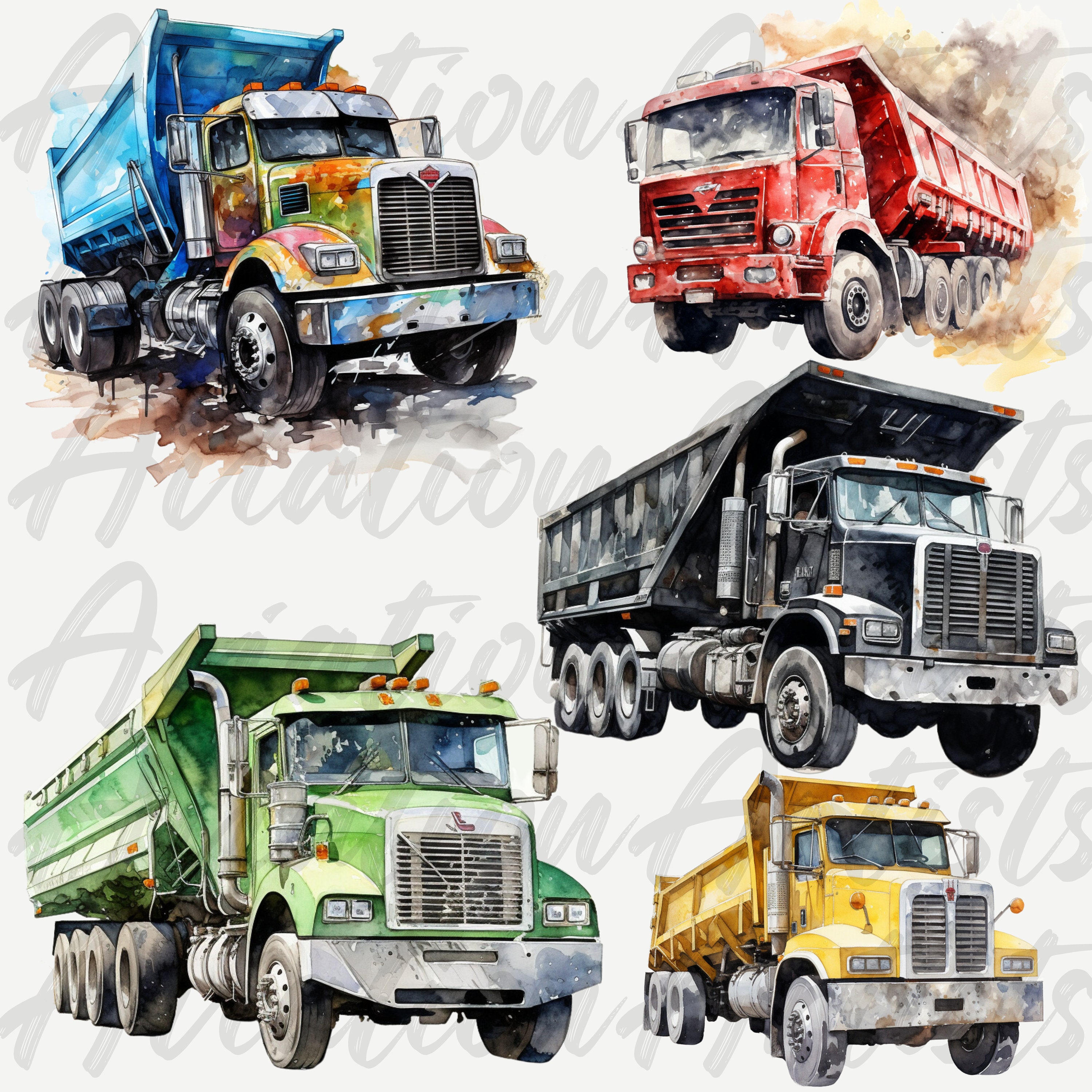 Multicolor Watercolor Dump Truck Png, Dump Truck Clipart, Construction ...