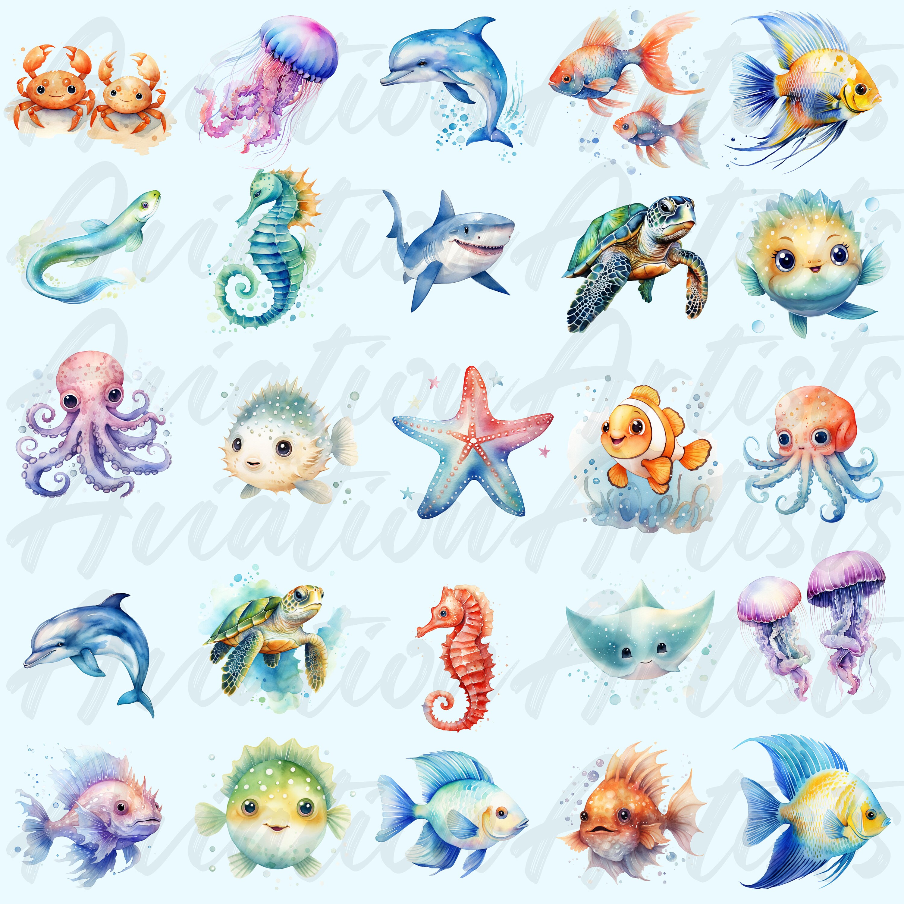 Undersea Watercolor Clipart Under the Sea Png Nursery Decor, Baby Wall ...