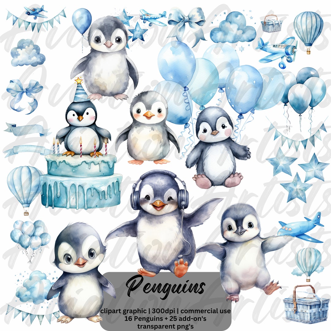 Watercolor Penguin Png, Baby Penguin Clipart, Watercolor Arctic Animals ...