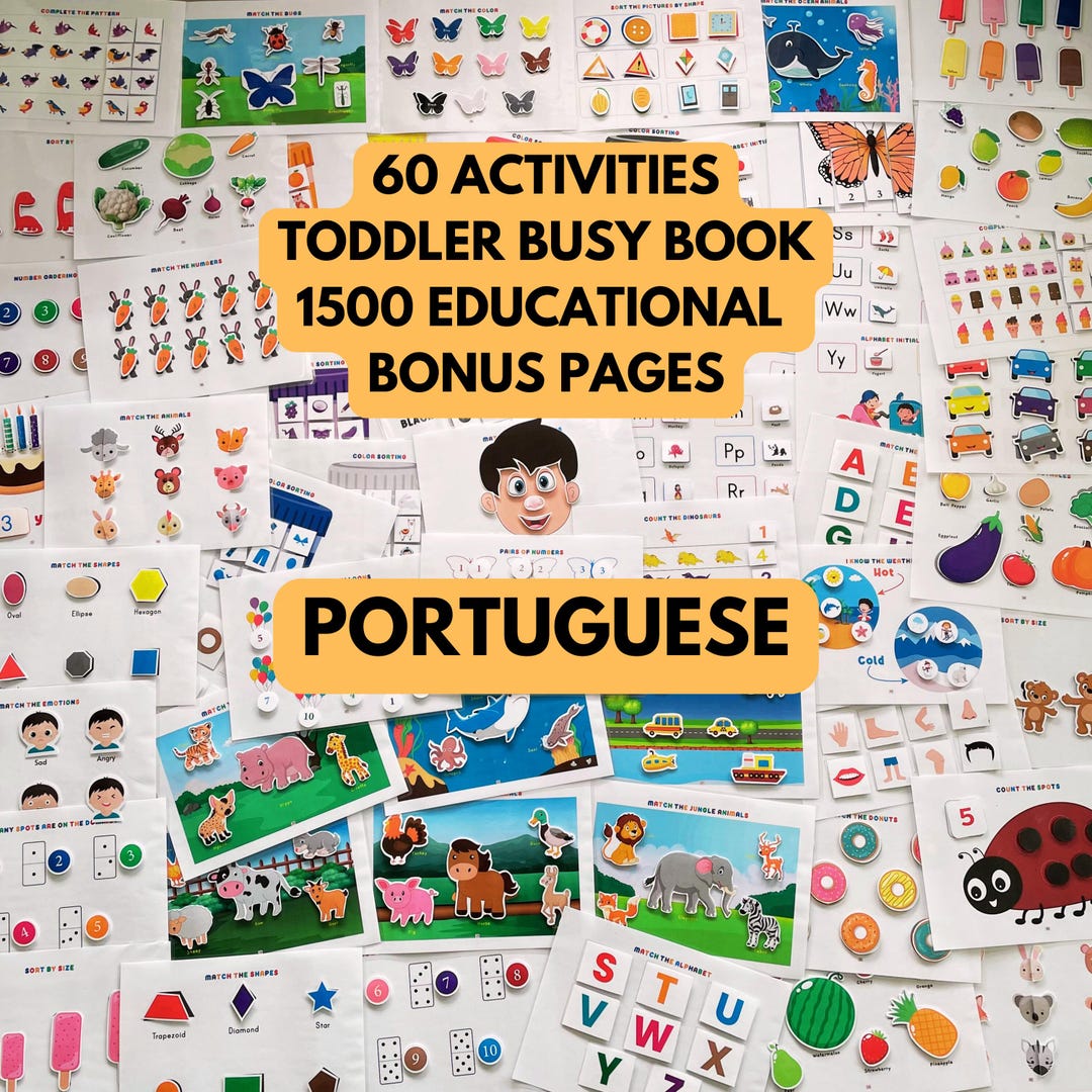 Portuguese Busy Book Printable, Portuguese Toddler Learning Binder ...