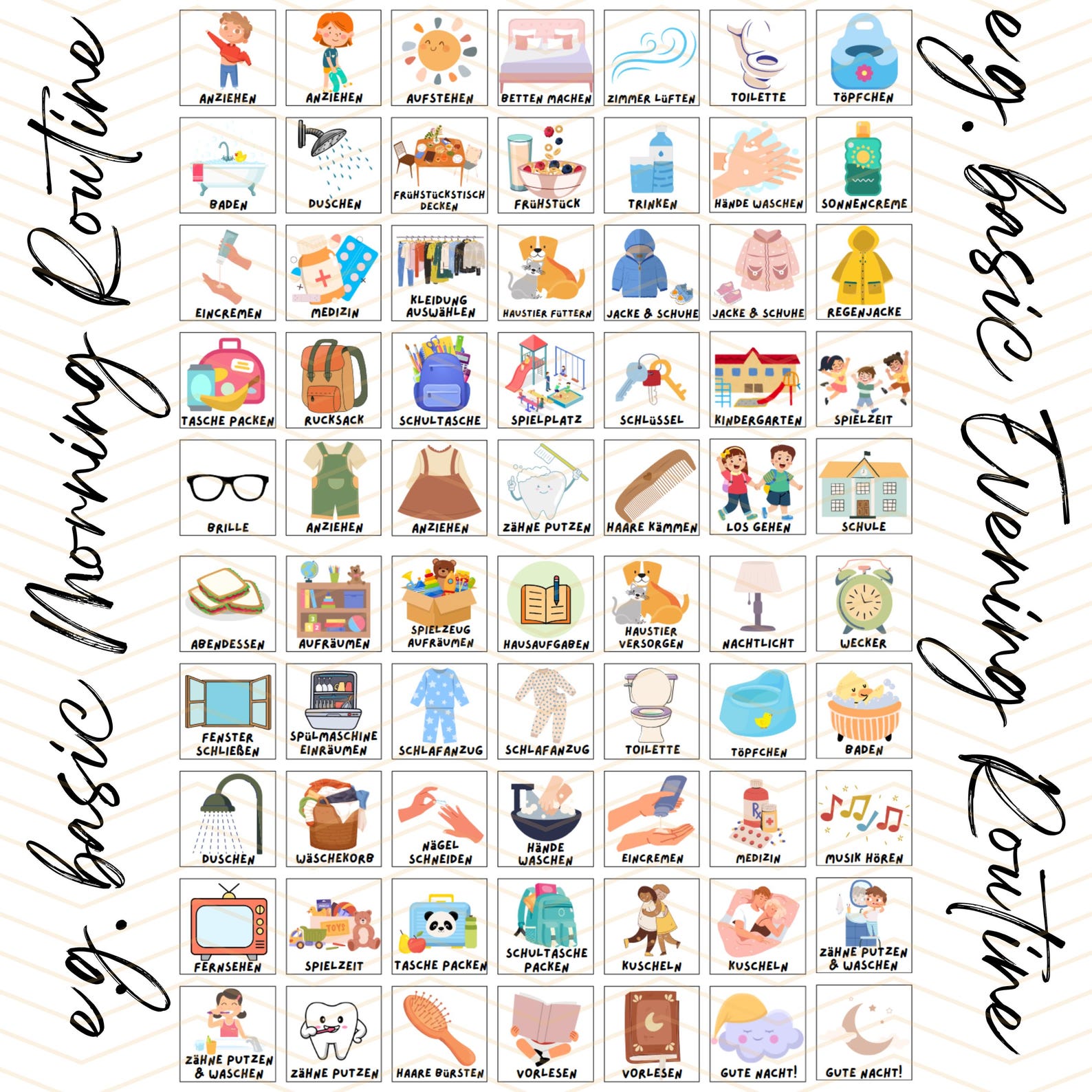Kids Daily Responsibility Chore Chart With Pictures Printable, Children ...